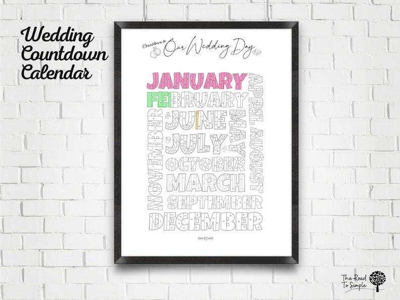 Wedding Countdown Calendar: Coloring Page Printable (digital Download ...