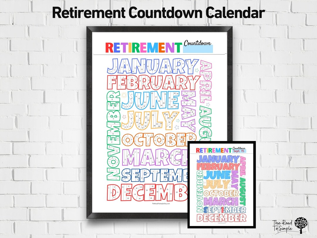 Retirement Countdown Calendar: Coloring Page Printable (digital ...