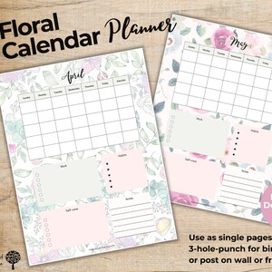 Printable Undated Monthly Calendar Planner - Floral Calendar - Office ...