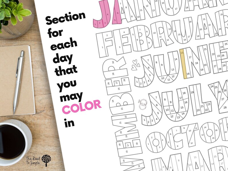 Wedding Countdown Calendar: Coloring Page Printable (digital Download ...