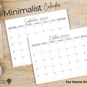 2024 Minimalist Calendar Printable 2024 Calendar Simplistic Calendar ...