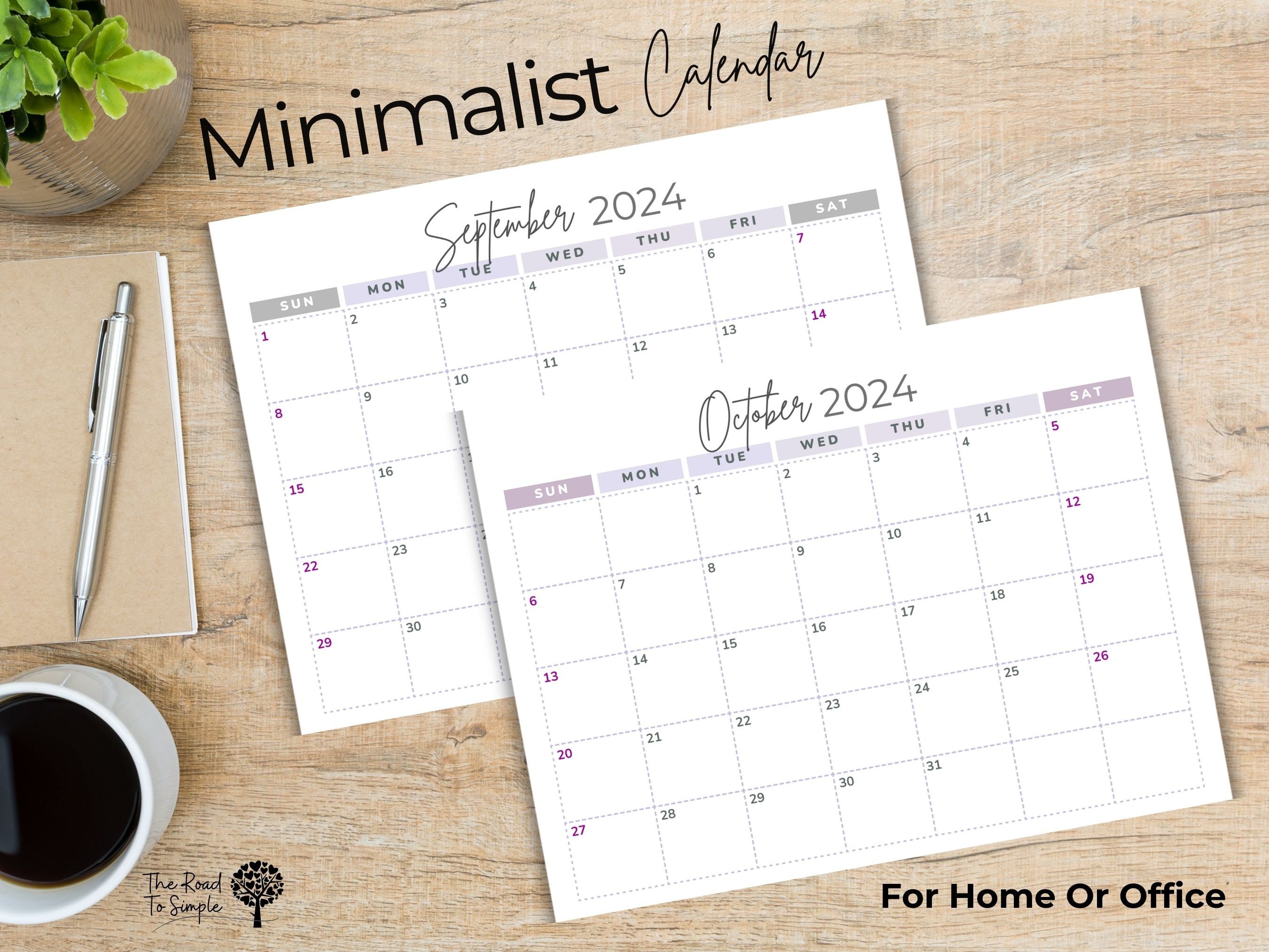 2024 Minimalist Calendar Printable 2024 Calendar Simplistic Calendar ...