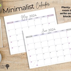 2024 Minimalist Calendar Printable 2024 Calendar Simplistic Calendar ...