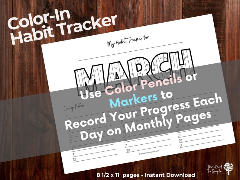 Set of 12: Monthly Habit Tracker Coloring Page Printable, Coloring ...