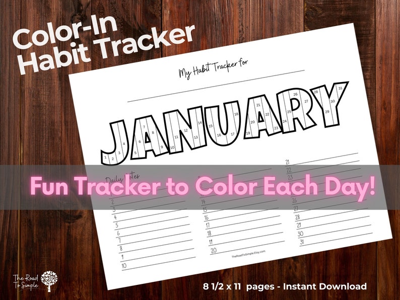 Set of 12: Monthly Habit Tracker Coloring Page Printable, Coloring ...