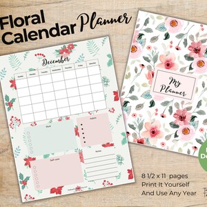 Printable Undated Monthly Calendar Planner - Floral Calendar - Office ...