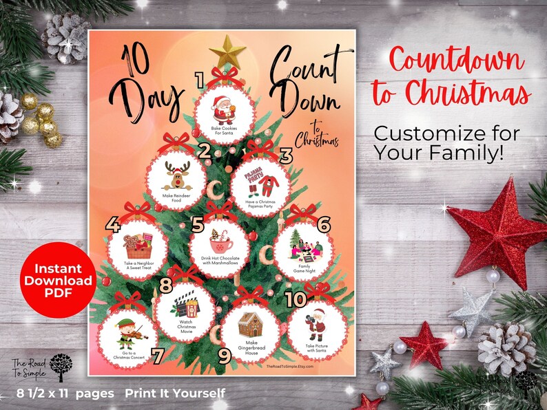 Christmas Countdown Activity: 10 Day Family Fun (printable PDF) - Etsy
