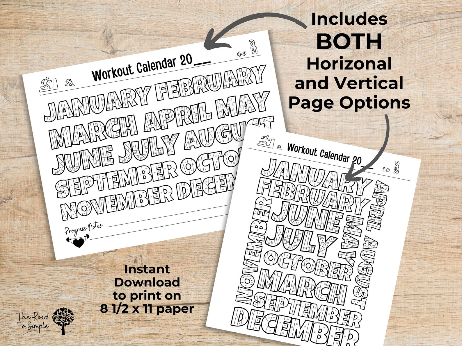 Workout Tracker Coloring Page: Printable Fitness Calendar (digital ...