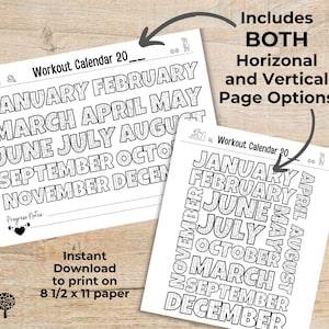 Workout Tracker Coloring Page: Printable Fitness Calendar (digital ...