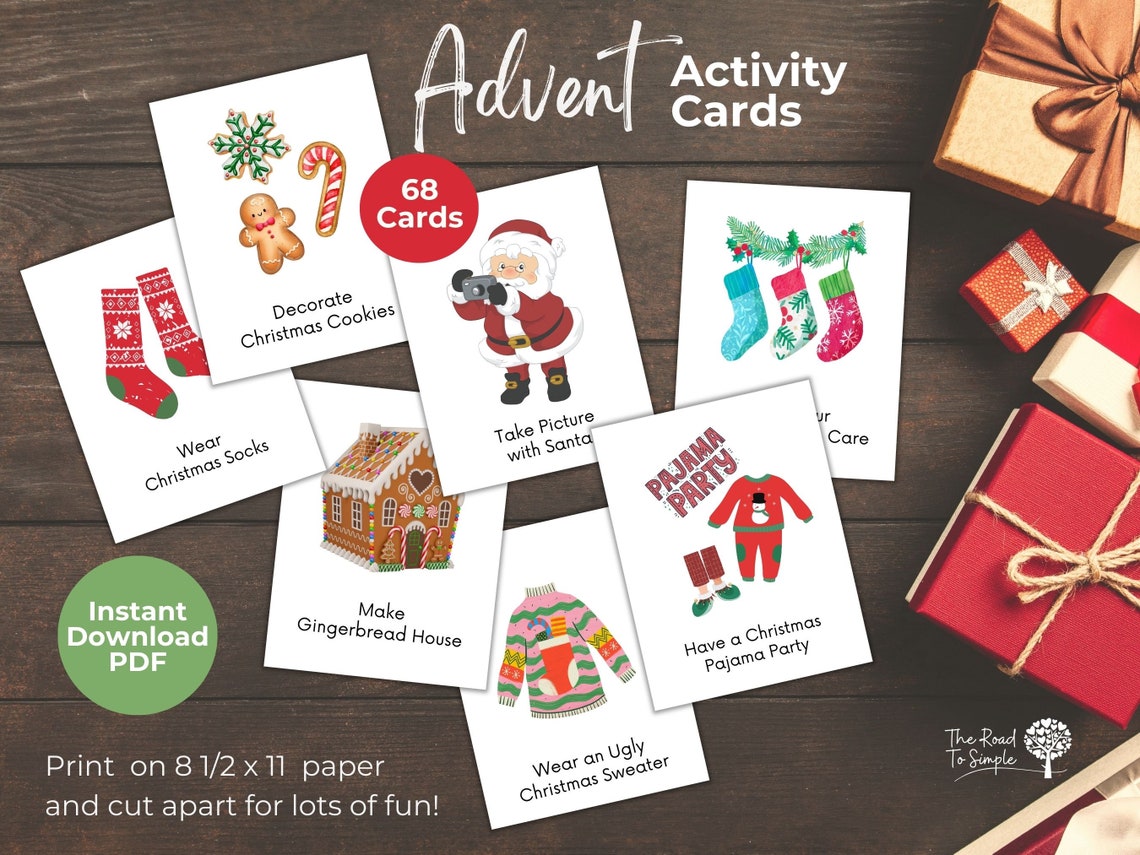 Printable Christmas Advent Activity Cards: Family Fun (digital Download ...