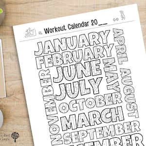 Workout Tracker Coloring Page: Printable Fitness Calendar (digital ...