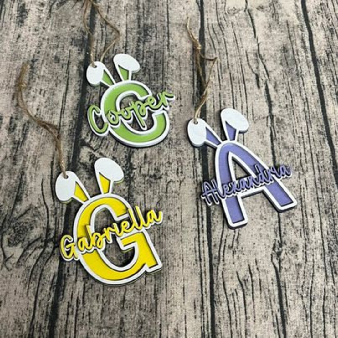 Easter Tag Initials With Bunny Ears - Etsy