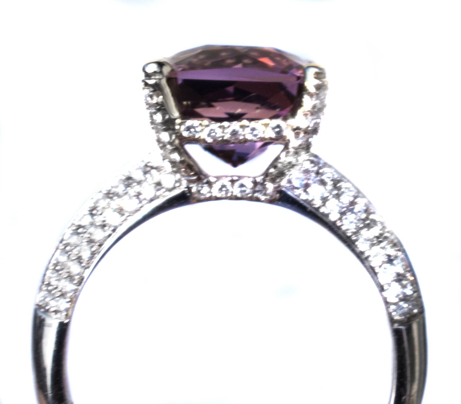 RARE Natural Violet Spinel & Diamond Ring 18K - Etsy