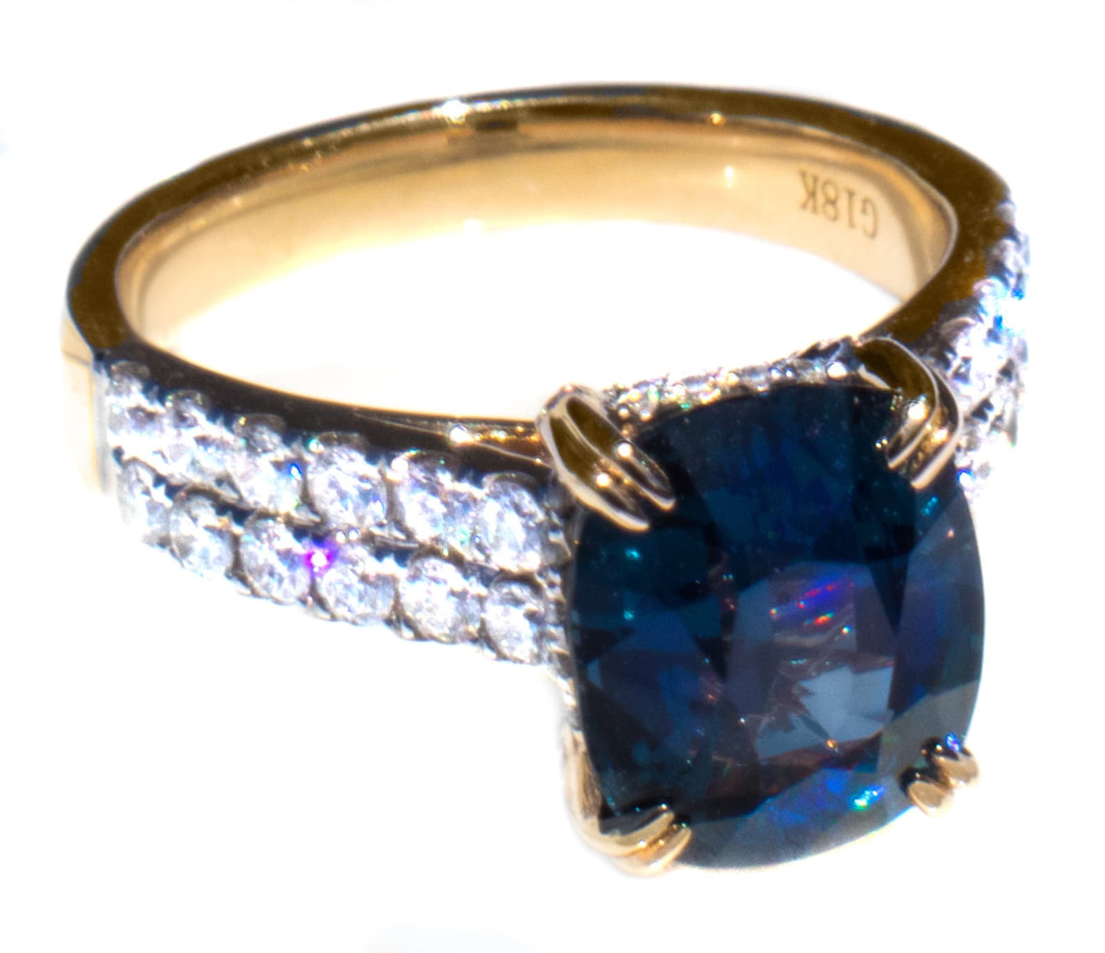 RARE Large Natural Blue Spinel & Diamond 18K Ring - Etsy