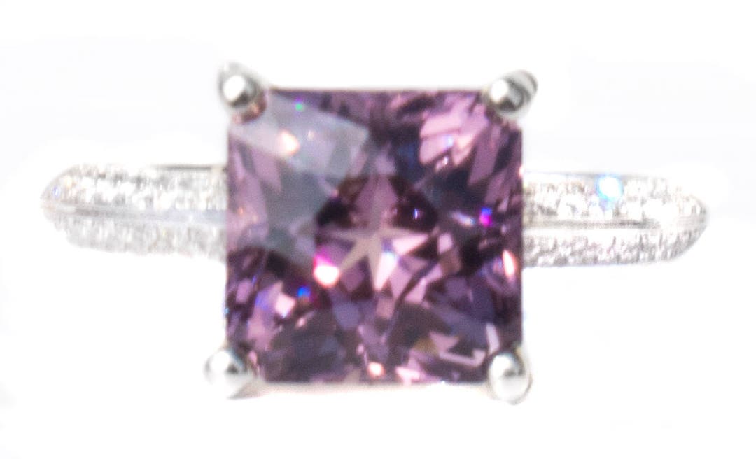 RARE Natural Violet Spinel & Diamond Ring 18K - Etsy