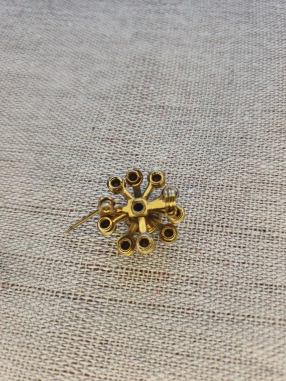 1950s Green Rhinestone Atomic Starburst Brooch Gem