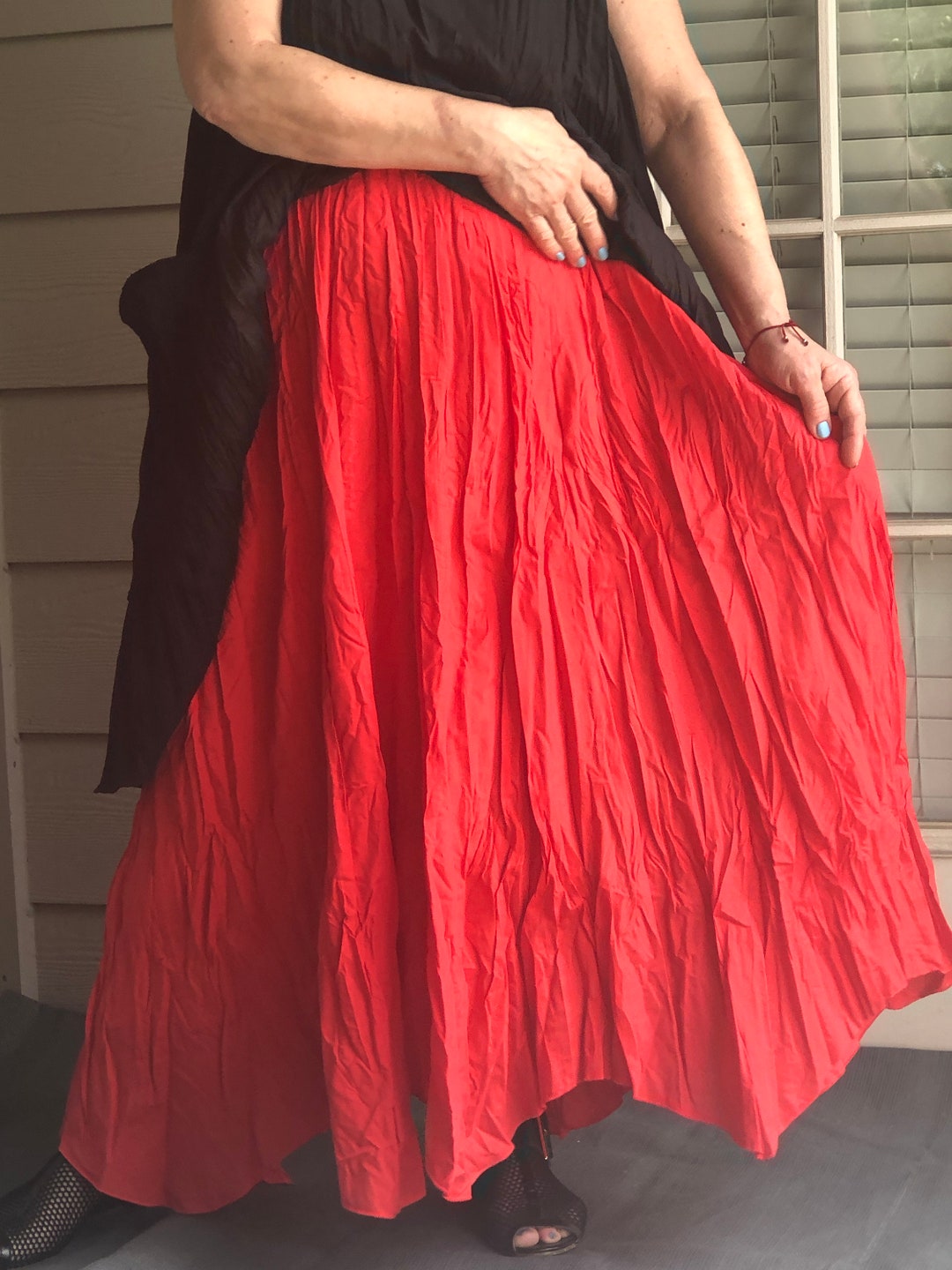 Lagenlook Bohemian Punk Gothic Steampunk Art to Wear Irregular Hem Red ...