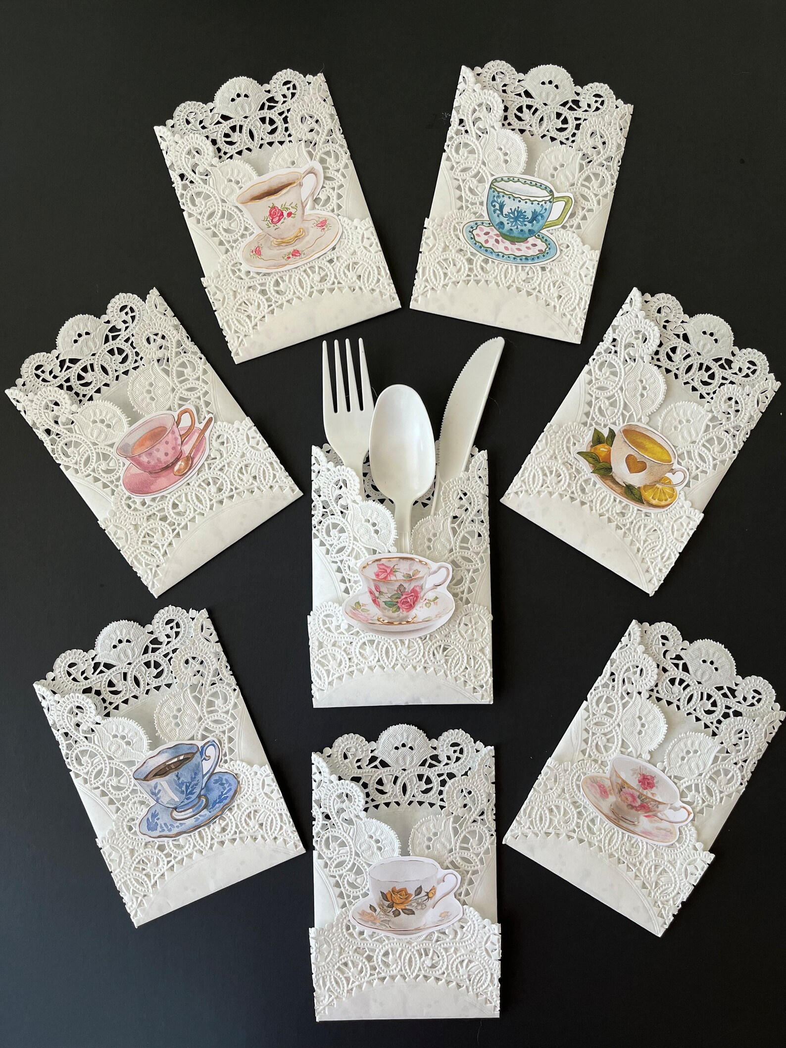 Dainty Tea Party Utensil Holder, Delicate Paper Doily Table Decor ...
