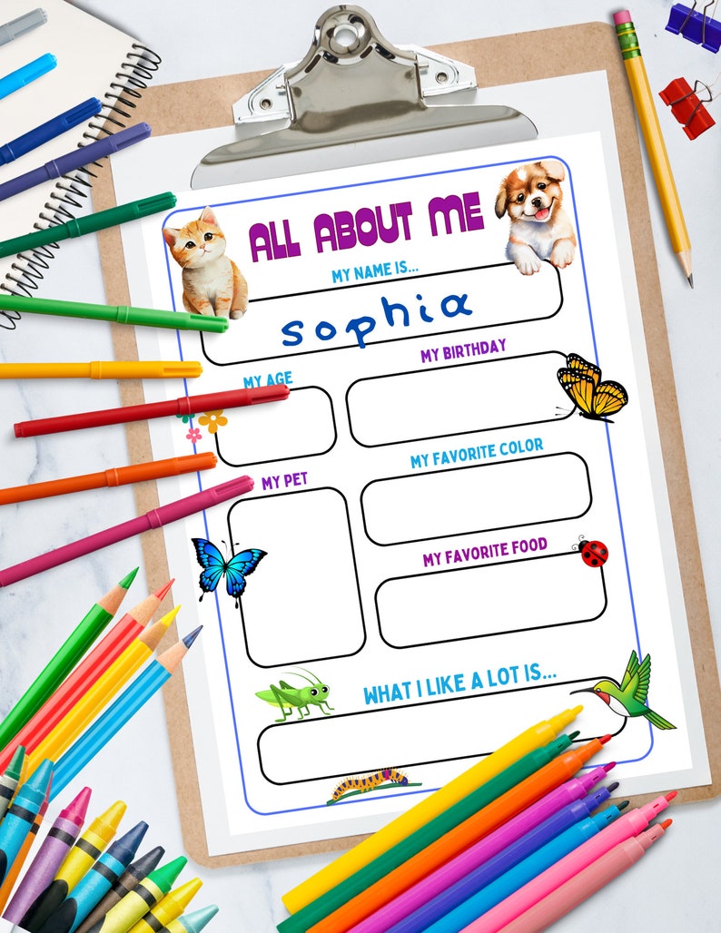 All About Me First Grade Printable Teacher Worksheet Kids Preschool Get ...