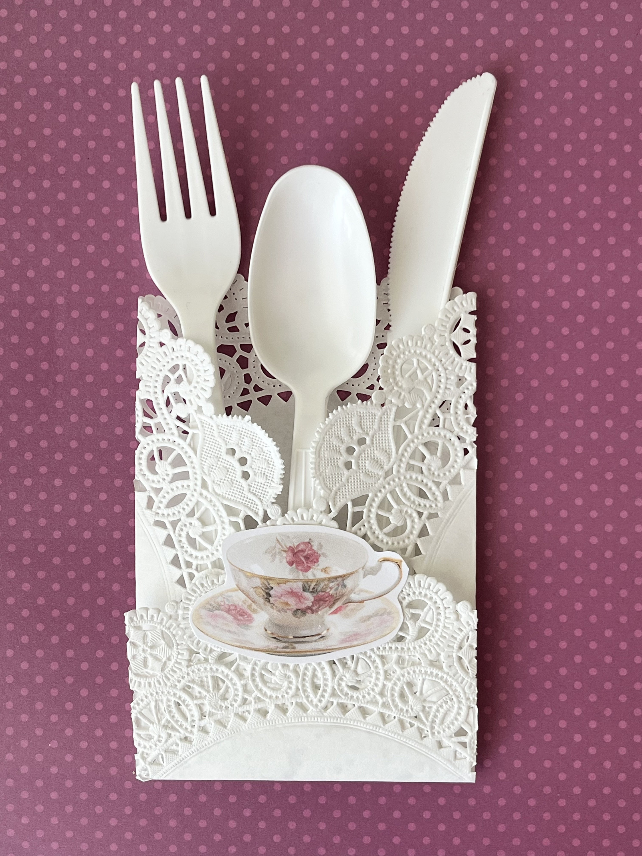 Dainty Tea Party Utensil Holder, Delicate Paper Doily Table Decor ...