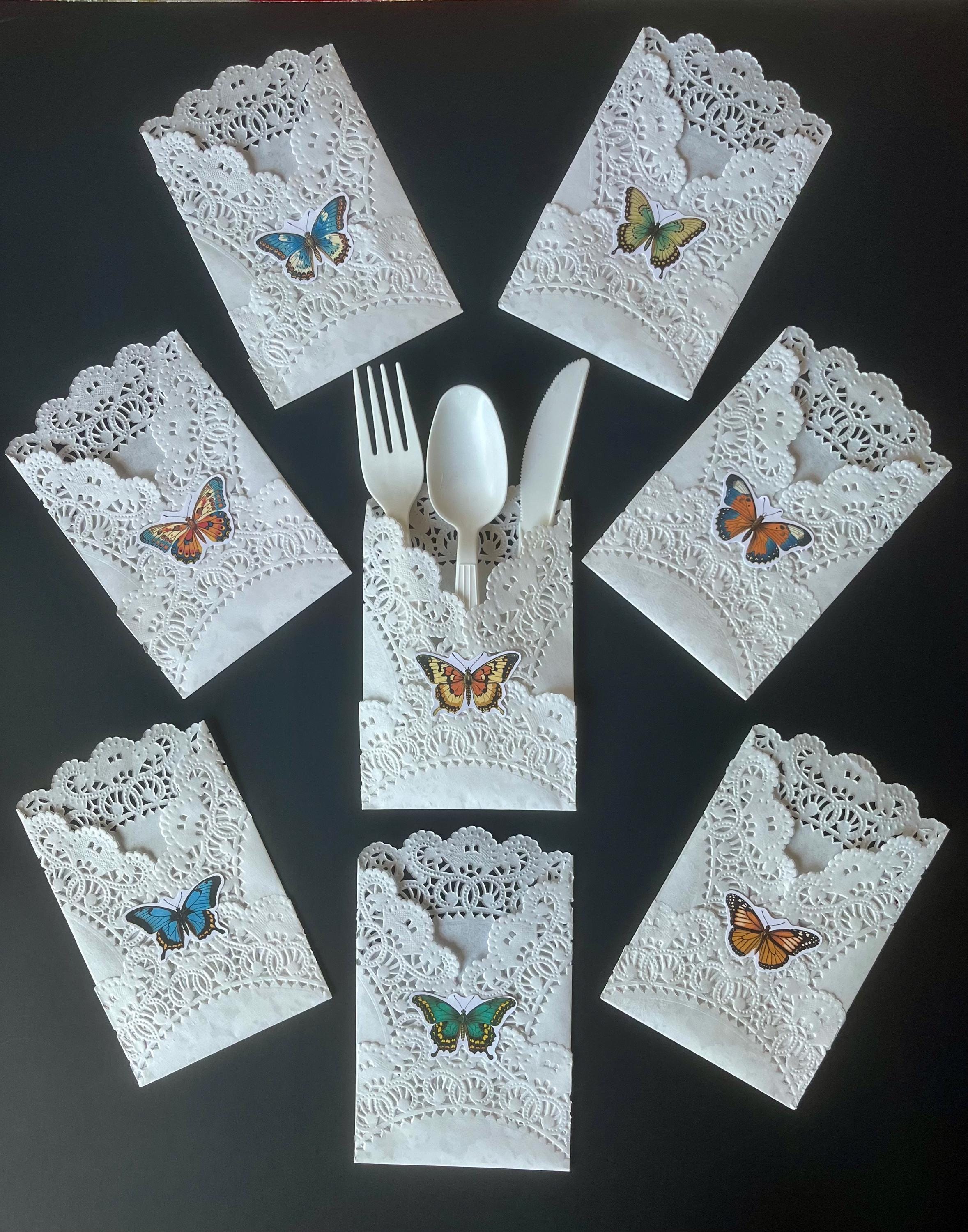 Butterfly Party Plastic Utensil Holder Cutlery Pouch Silverware Holder ...