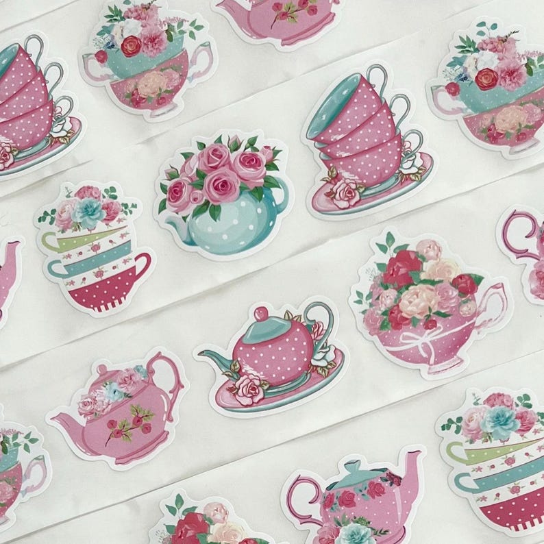 Sticker Pack Tea Party Sticker Shower 30th Birthday Party Favor Invite ...