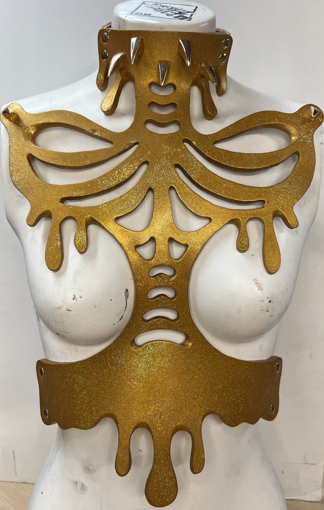 Gold Dust Heavy Rubber Rainbow Hologram Drip Body Harness With Leather ...