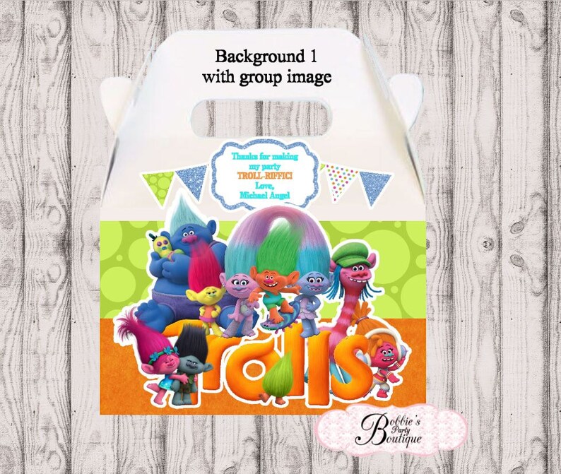 Trolls party favor box Trolls gable box 10 Trolls party | Etsy