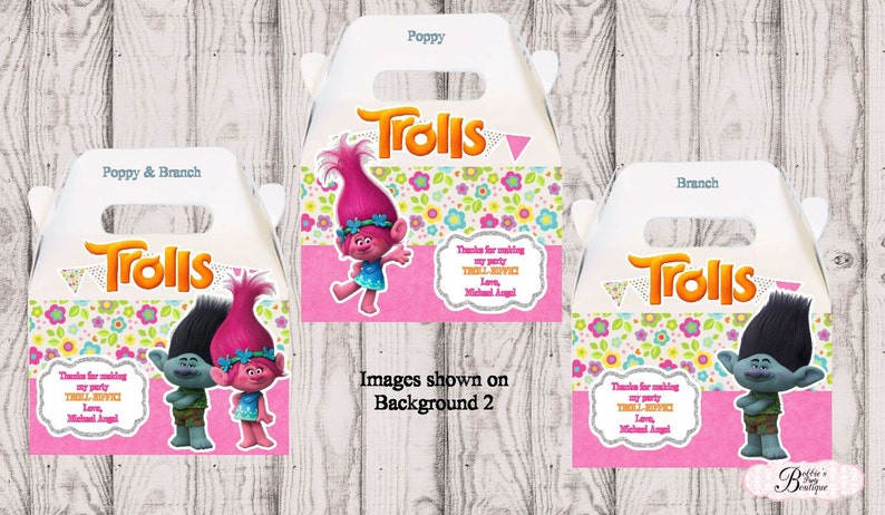 Trolls party favor box Trolls gable box 10 Trolls party | Etsy