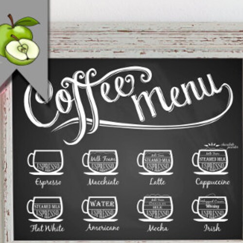 Coffee Sign Printable Kitchen Art Cafe Art Coffee Menu - Etsy