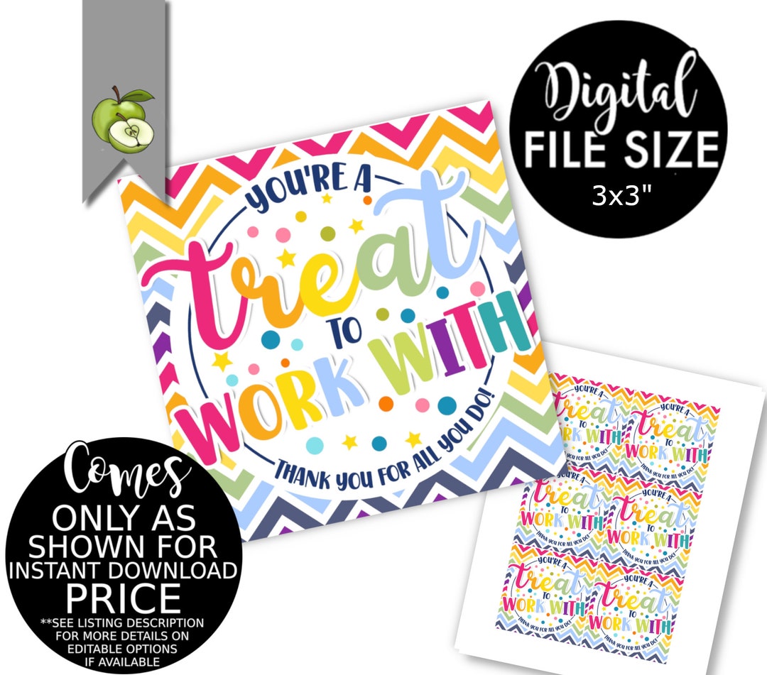 You're a Treat to Work With, Employee Volunteer Gift Tags, Teacher ...