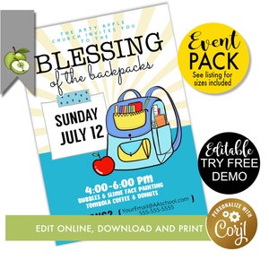 Editable Backpack Blessing Template, Editable Church Backpack Event ...