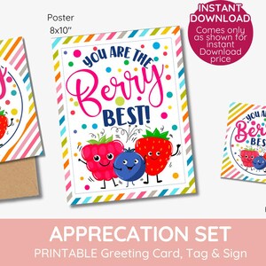 You Are the Berry Best Teacher Appreciation Sign Gift Tag & Card, End ...