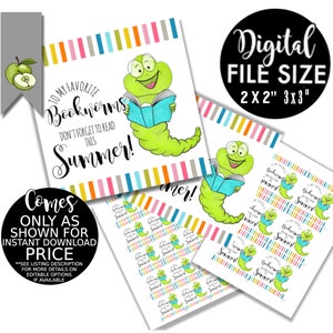 Bookworm Gift Tag, Party Bookworm, Printable Tag, to My Favourite ...