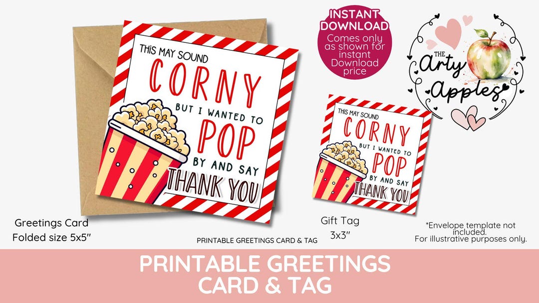 This May Sound Corny Thank You Popcorn Gift Tag, Staff Employee ...