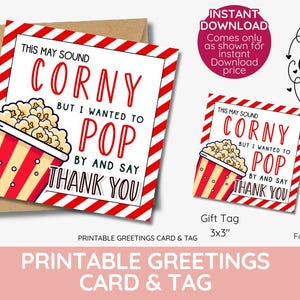 This May Sound Corny Thank You Popcorn Gift Tag, Staff Employee ...