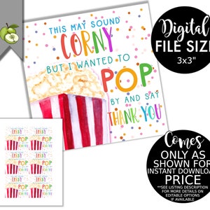 This May Sound Corny Thank You Popcorn Gift Tag Staff - Etsy