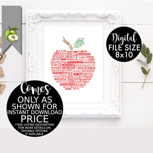 Apple Word Art Cloud Teacher Appreciation Gift Best Teacher - Etsy