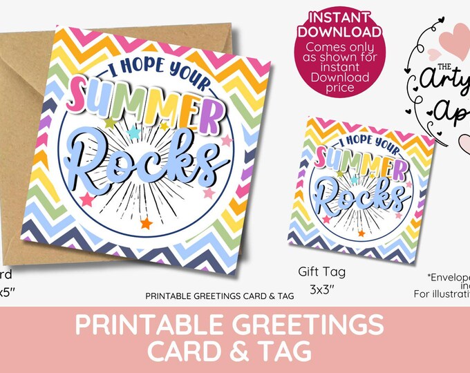 End of School, Summer Gift Tags, Summer Rocks Guitar Gift Tags, Last ...