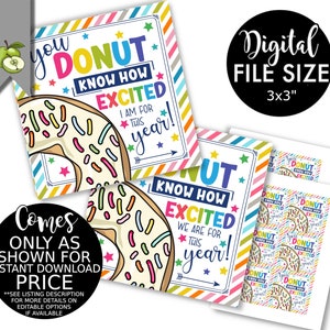 Donut Know How Excited Printable Gift Tag, Back to School New Year ...