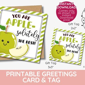 You Are Apple-solutely the Best!” Printable Card | Fun Apple Pun Thank ...