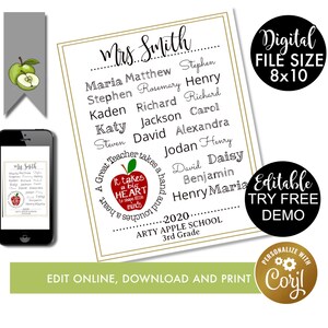 Editable class names Teacher gifts teacher Appreciation gift | Etsy