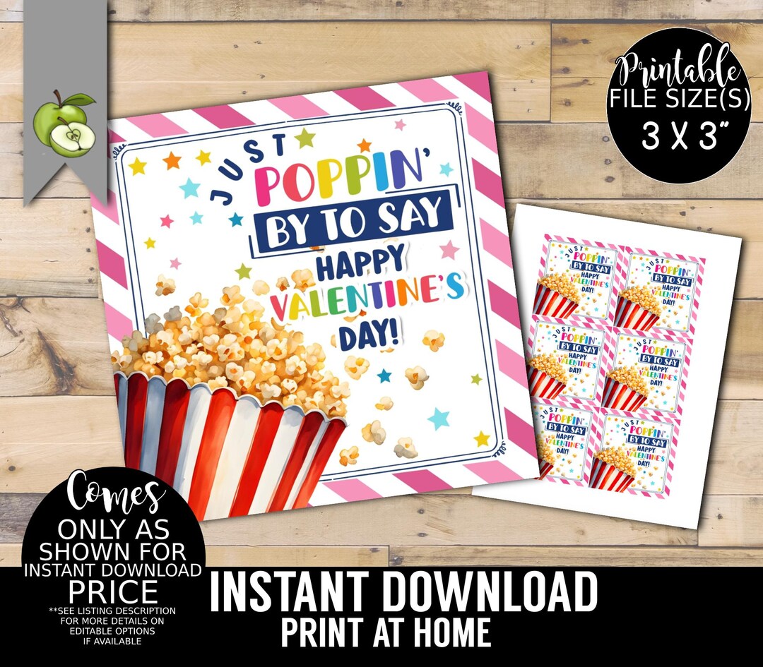 Popcorn Valentine's Day Tag I Hope You Have A POPPIN Valentine's Day ...