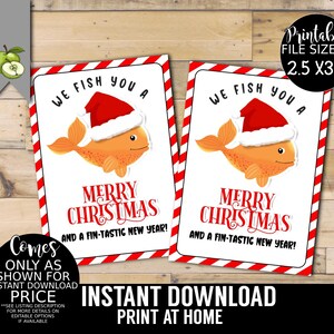 Fish Holiday Printable Gift Tags Fin-tastic New Year, Christmas Tags ...