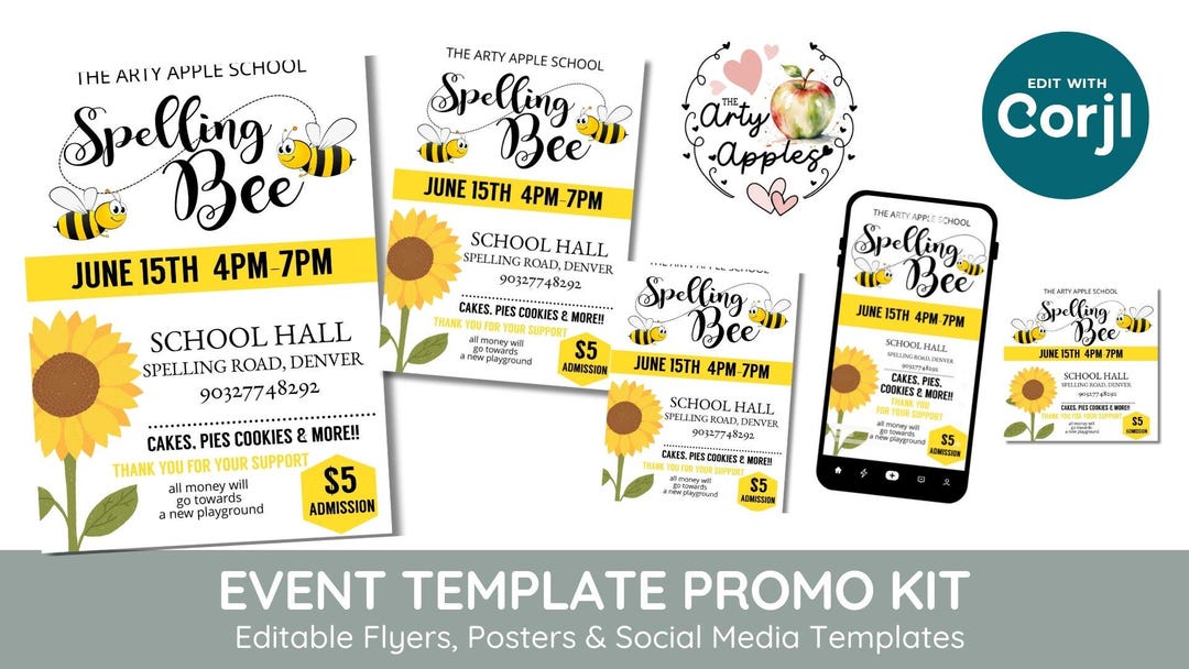 Editable Spelling Bee Event, Spelling Bee Theme Event, Spelling Poster ...