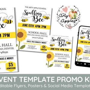 Editable Spelling Bee Event, Spelling Bee Theme Event, Spelling Poster ...