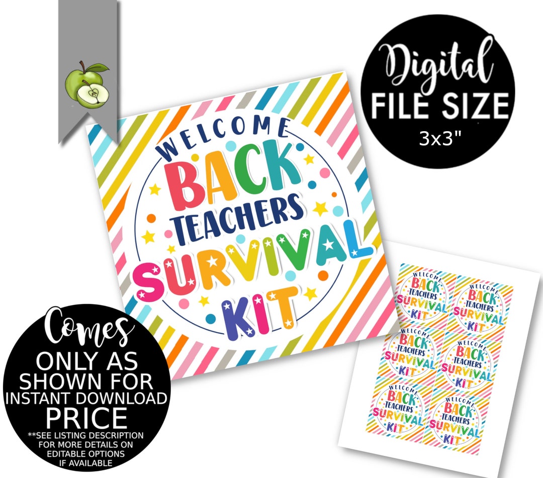 Back to School Survival Kit Gift Tags Funny Staff Appreciation Labels ...