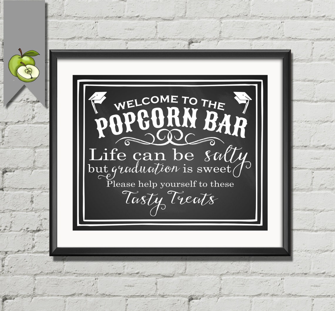 Graduation Party Popcorn Bar Printable Poster Sign Vintage - Etsy
