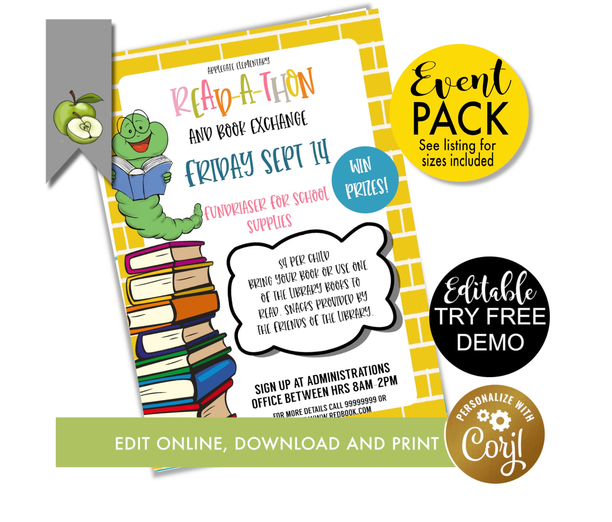 Editable Read-a-thon Template PTO PTA Event Poster Template - Etsy UK
