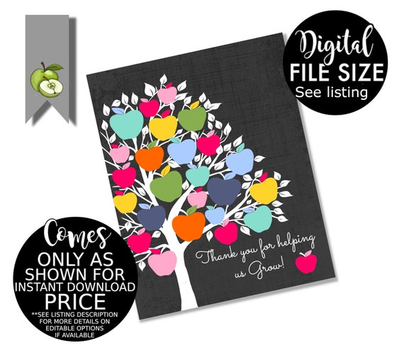 Printable Teacher Tree Apple Tree Class Gift Teacher Gift | Etsy